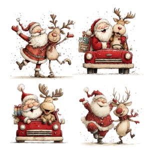 Cute Santa Claus Christmas Clipart: Whimsical Festive Graphics (digital ...