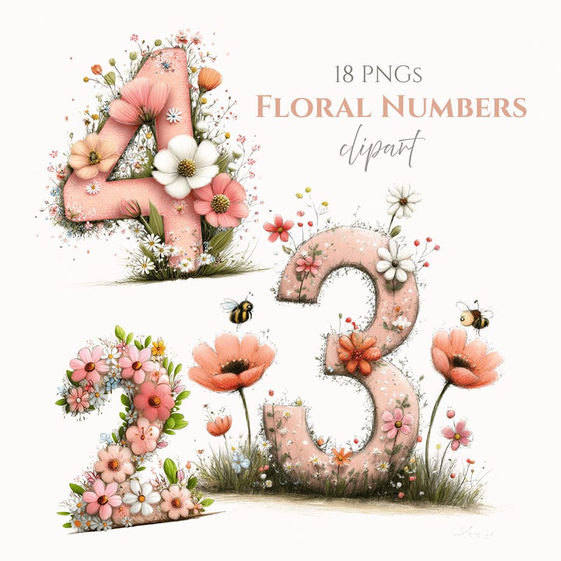 Floral Numbers - Etsy