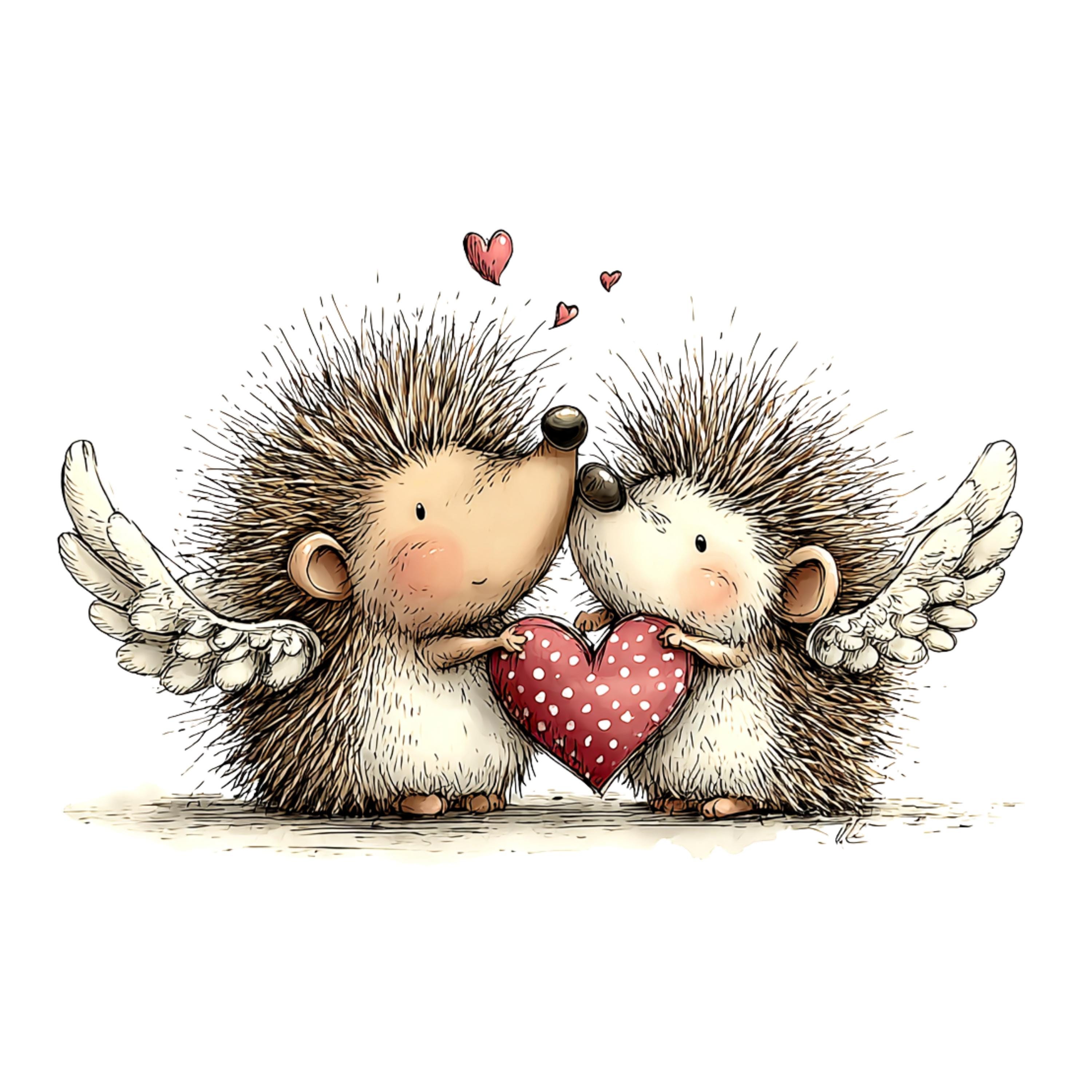 Valentine's Day Hedgehog Clipart: Whimsical Graphics (digital Download ...