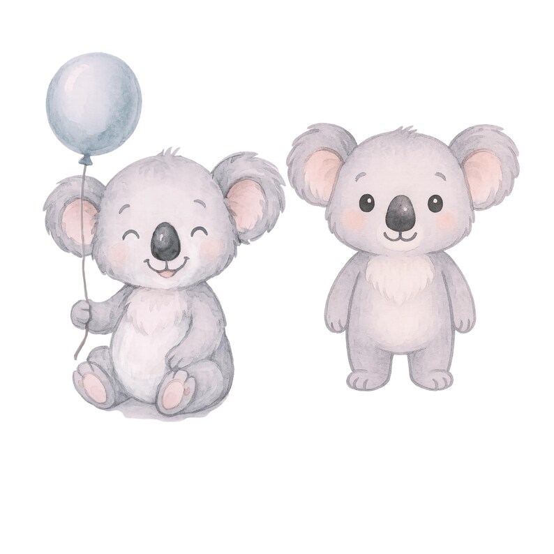 Cute Koala Clipart, Watercolor Baby Koala Animal Nursery Decor PNG ...