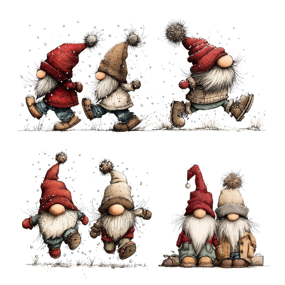 Christmas Gnomes Clipart: Festive Holiday Graphics (digital Download ...