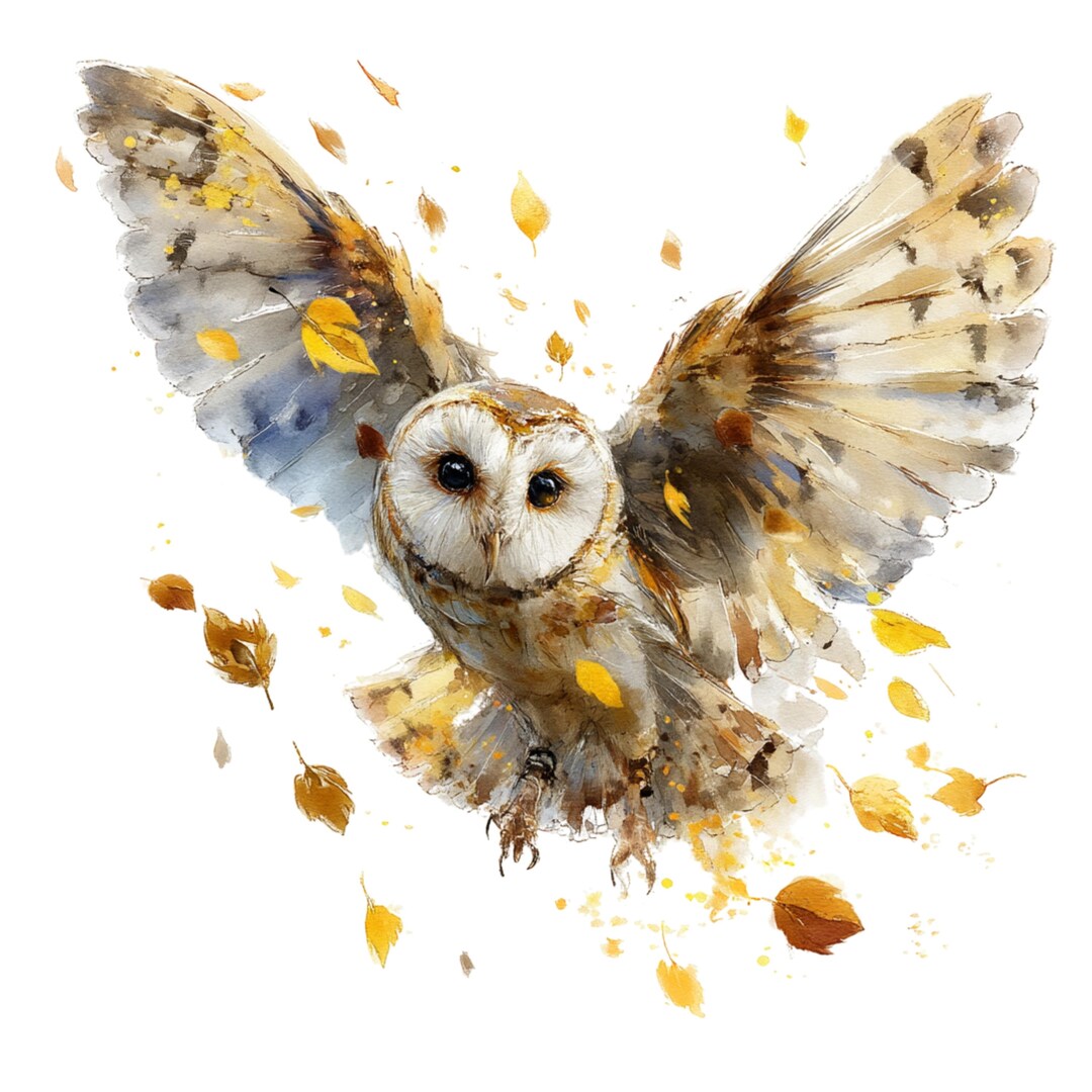 Autumn Owl Clipart: Watercolor Fall Owl Png Graphics (digital Download ...