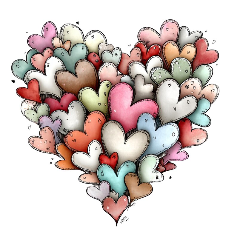 Hearts Valentine Day Clipart: Whimsical Graphics (digital Download - 23 ...