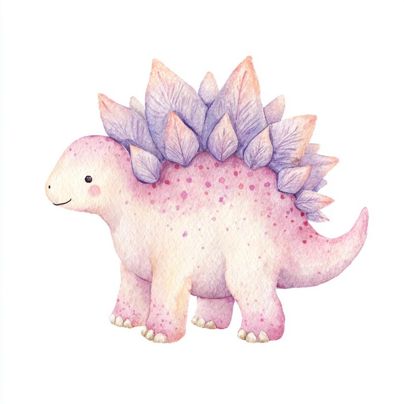 Watercolor Dinosaur Clipart PNG: Baby Dino Illustrations (digital ...