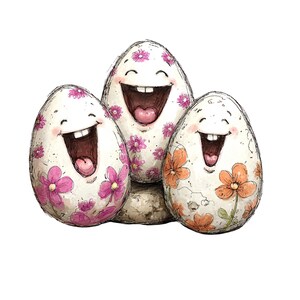 Funny Eggs Easter Clipart: Whimsical Graphics (digital Download - 35 ...