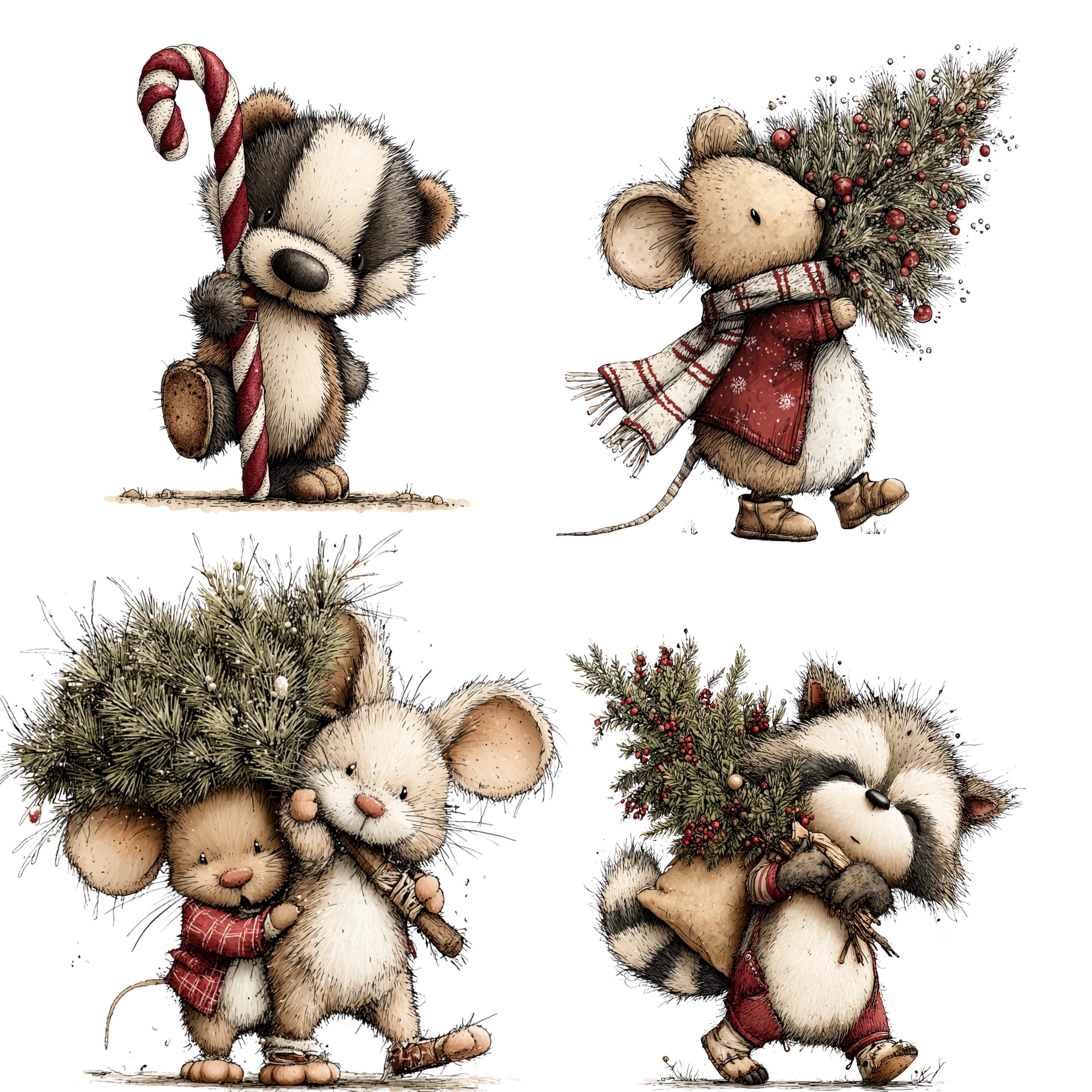 Christmas Woodland Animals Clipart: Festive Holiday Graphics (digital ...