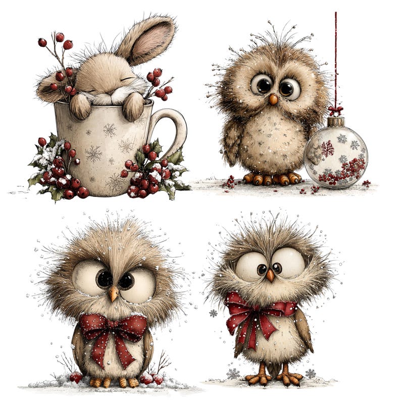 Christmas Woodland Animals Clipart: Festive Holiday Graphics (digital ...