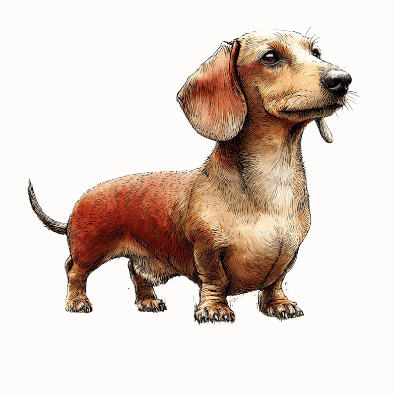 Dachshund Dog Clipart Bundle: Cute Sausage Dog Illustrations (digital ...