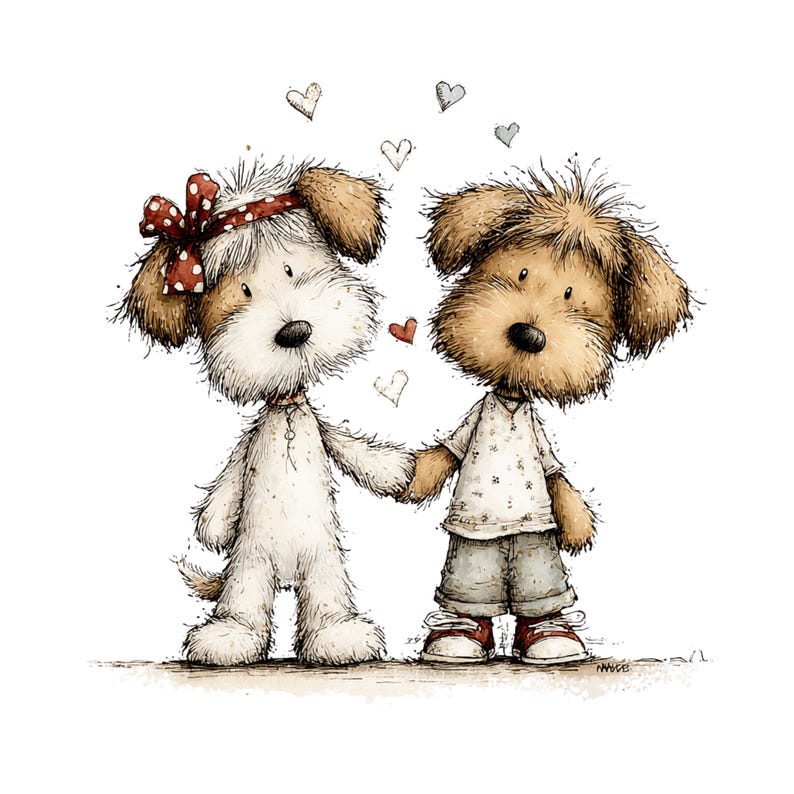 Whimsical Dogs Valentine's Day Clipart: Love Graphics (digital Download ...