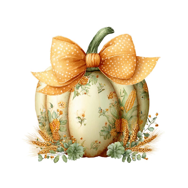 Watercolor Pumpkin Clipart Set: Fall Harvest PNG Images (digital ...