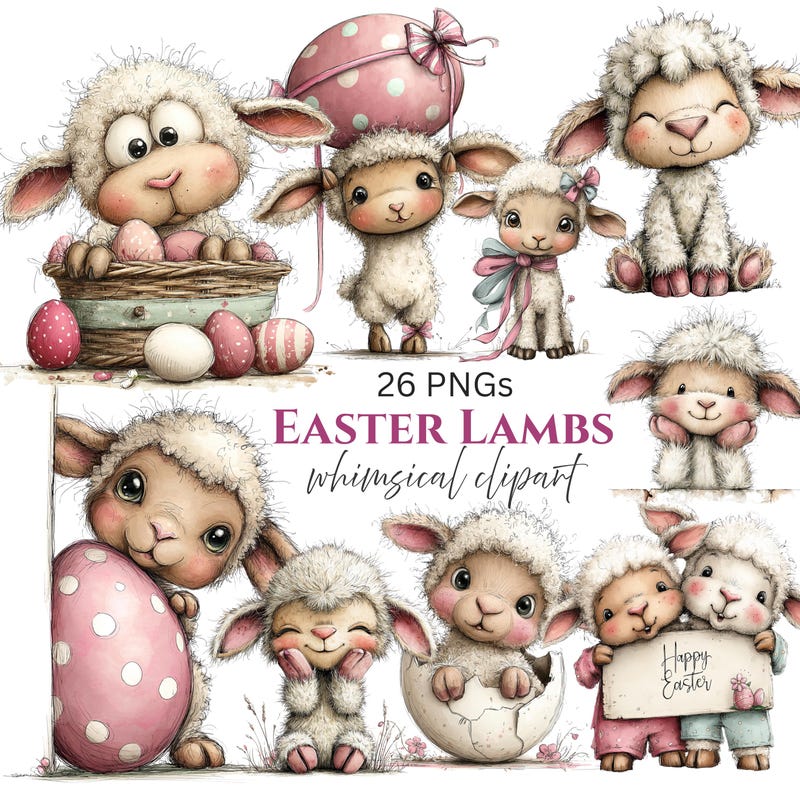 Whimsical Lamb Clip Art - Etsy