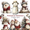 Quirky Handstand Snowman Clipart: 12 Festive Designs (digital Download ...