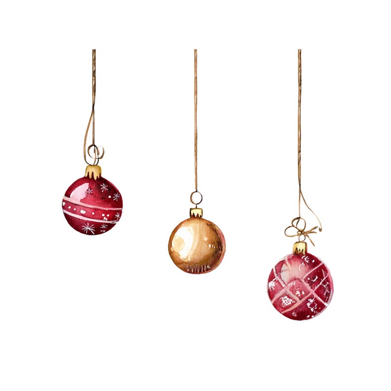 Christmas Baubles Clipart: Festive Christmas Cards Decoration ...