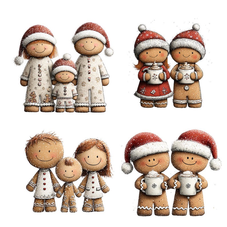 Whimsical Gingerbread Christmas Clipart: Cute Festive Cookie Graphics ...