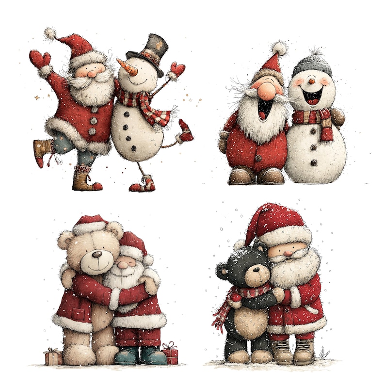 Cute Santa Claus Christmas Clipart: Whimsical Festive Graphics (digital ...
