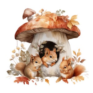 Watercolor Squirrel Fall Clipart: Autumn Pumpkin Graphics (digital ...