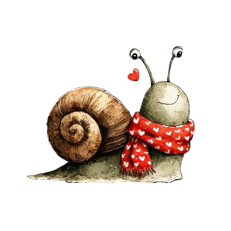 Valentine's Day Snail Love Clipart: Whimsical Graphics (digital ...