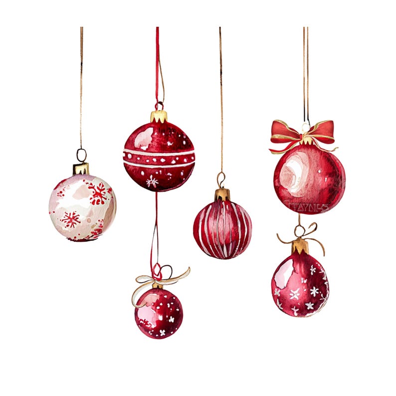 Christmas Baubles Clipart: Festive Christmas Cards Decoration ...