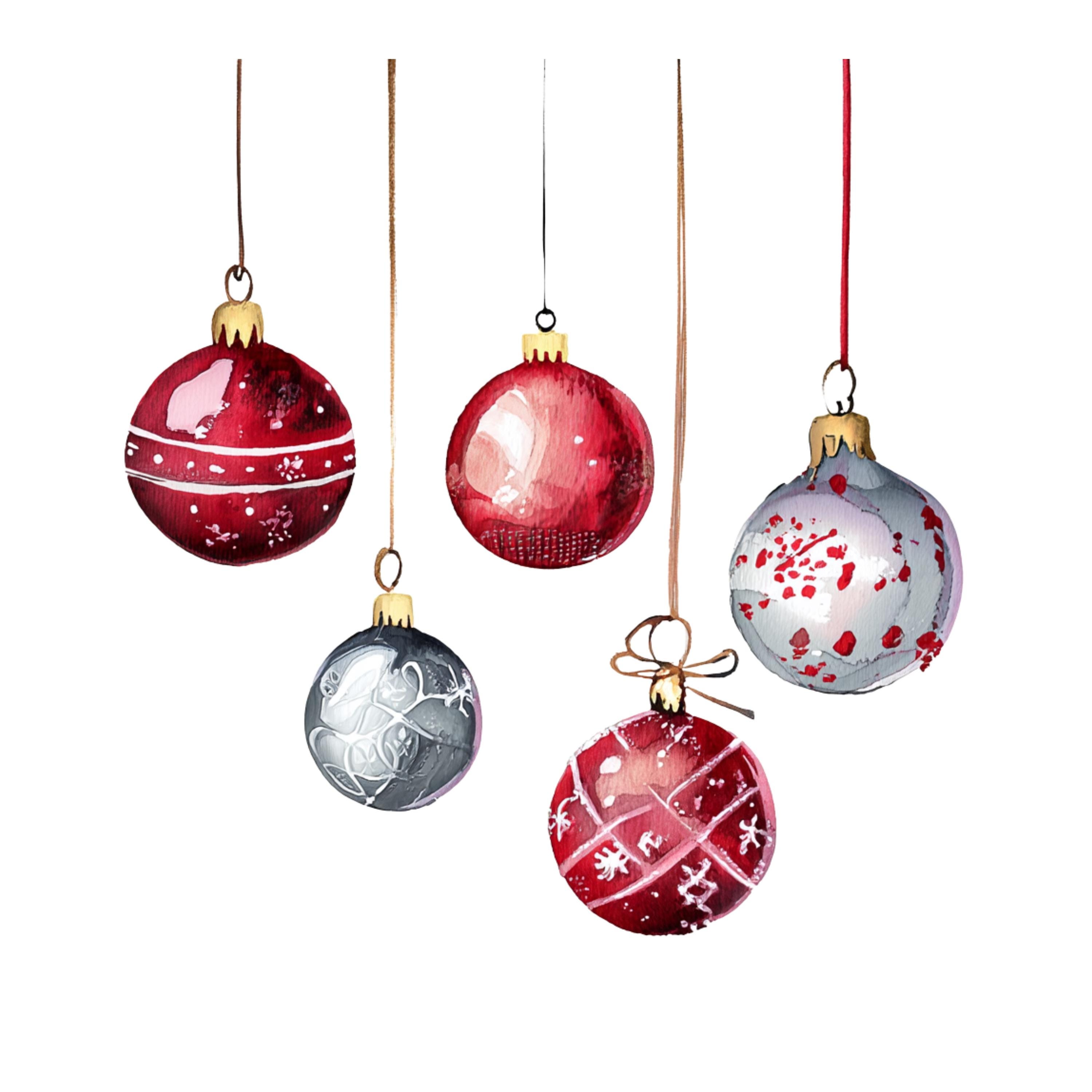 Christmas Baubles Clipart: Festive Christmas Cards Decoration ...