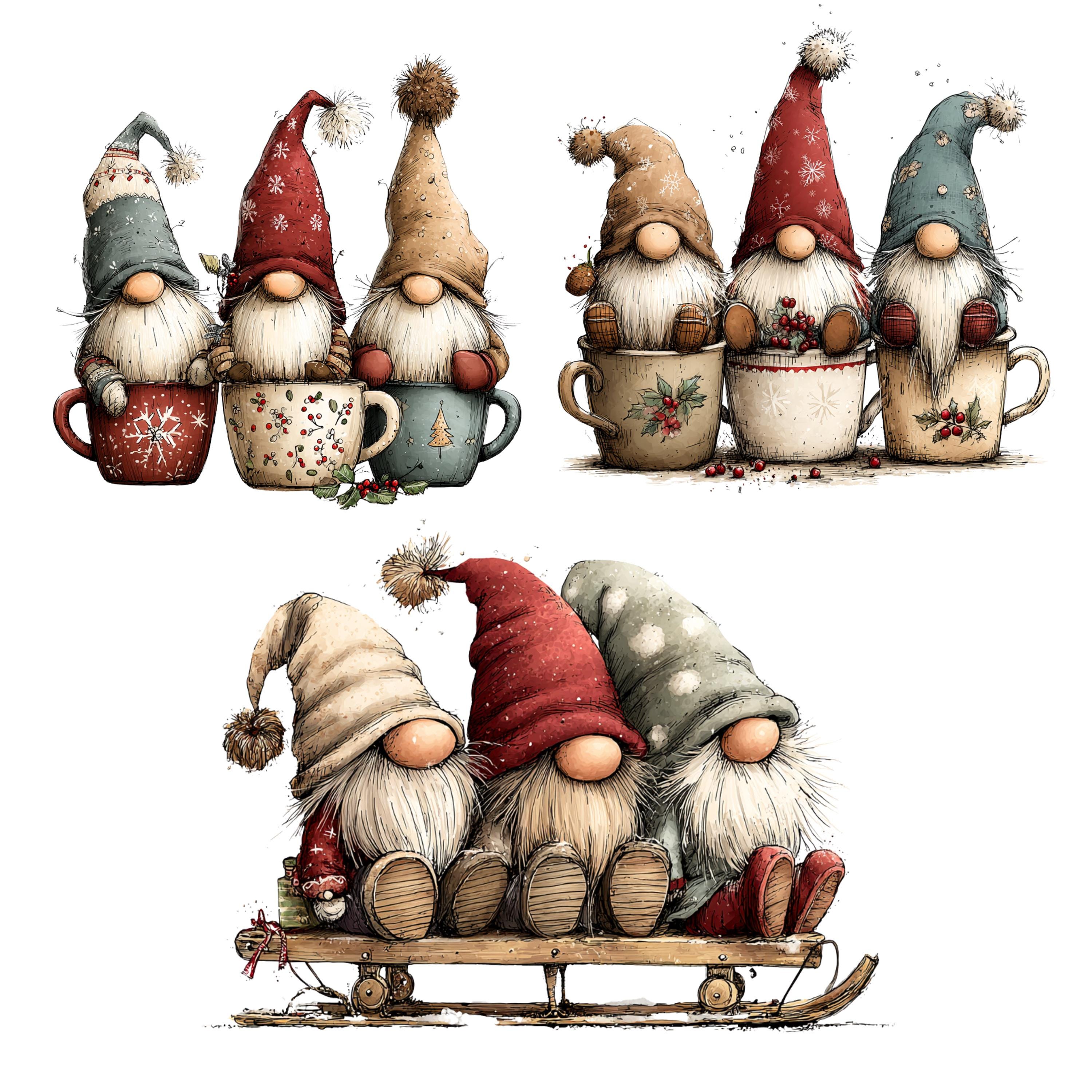 Christmas Gnomes Clipart: Festive Holiday Graphics (digital Download ...