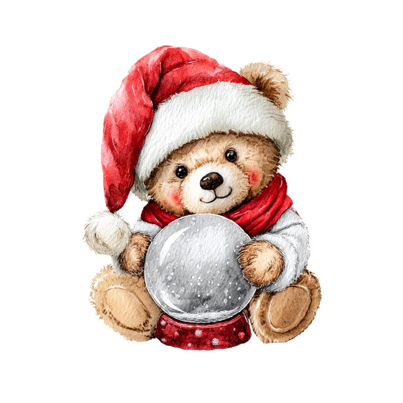Teddy Bear Christmas Clipart: Cute Watercolor Illustrations for ...