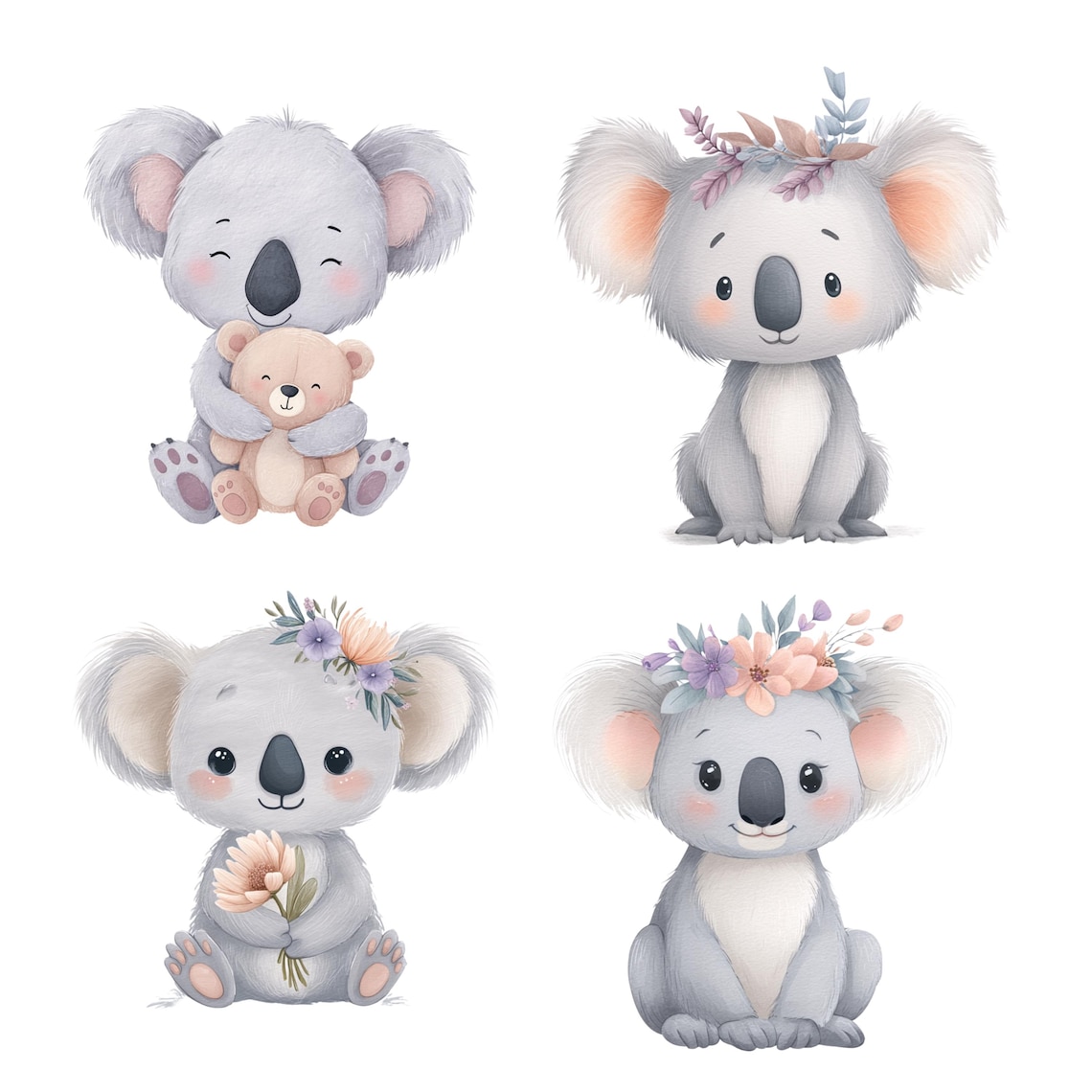 Watercolor Koala Clipart: Cute Nursery Graphics (digital Download - 25 ...