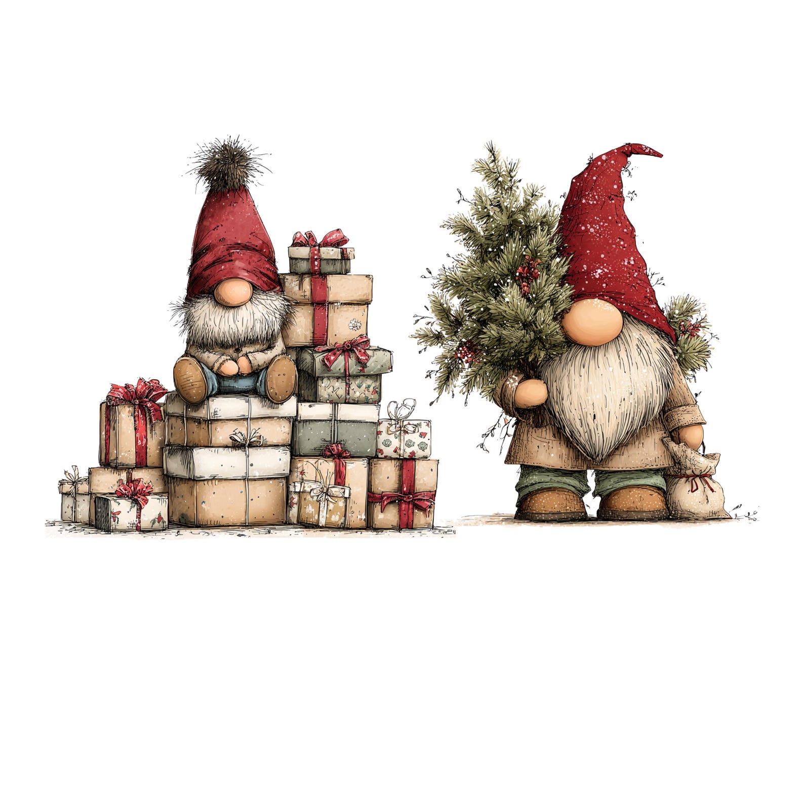 Christmas Gnomes Clipart: Festive Holiday Graphics (digital Download ...