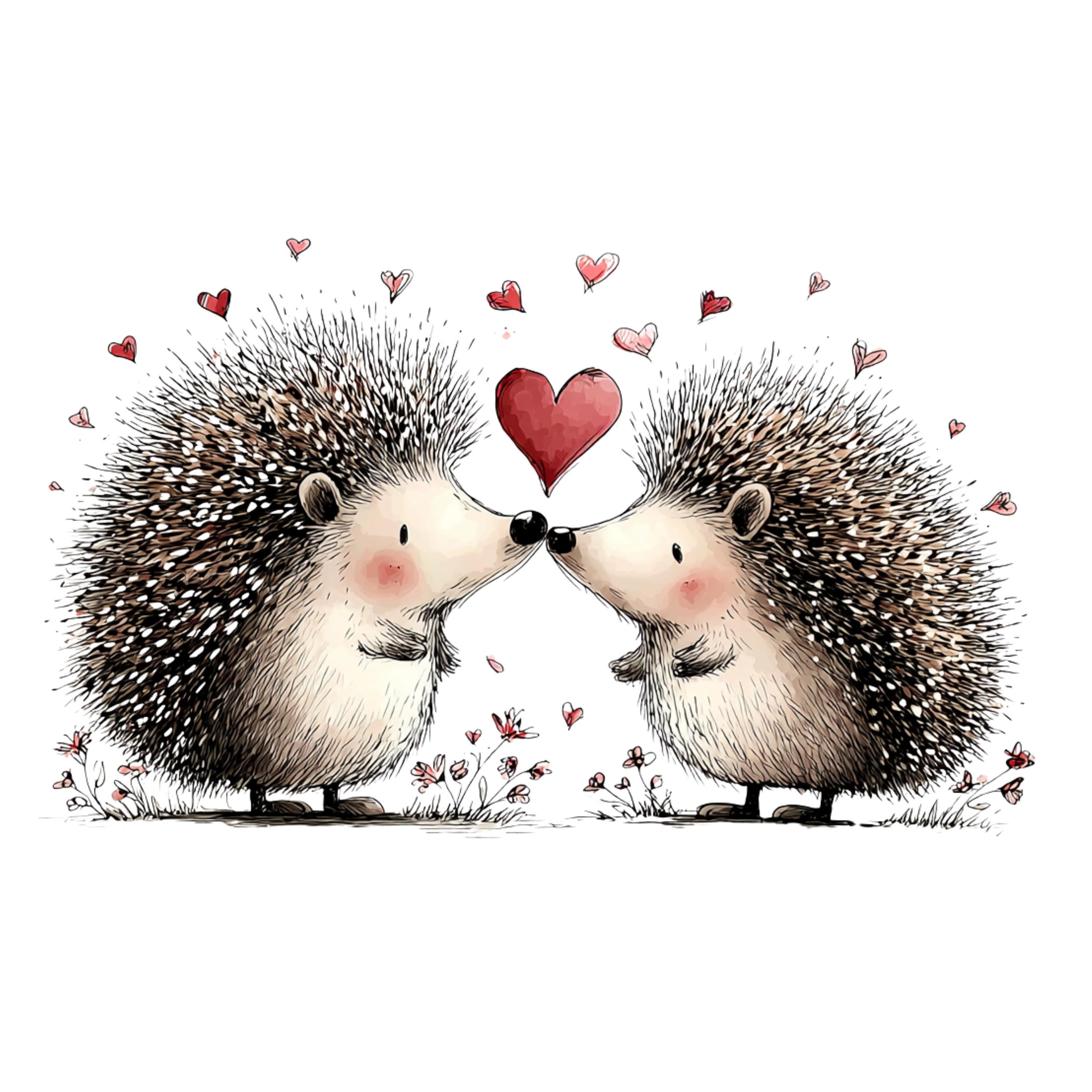 Valentine's Day Hedgehog Clipart: Whimsical Graphics (digital Download ...