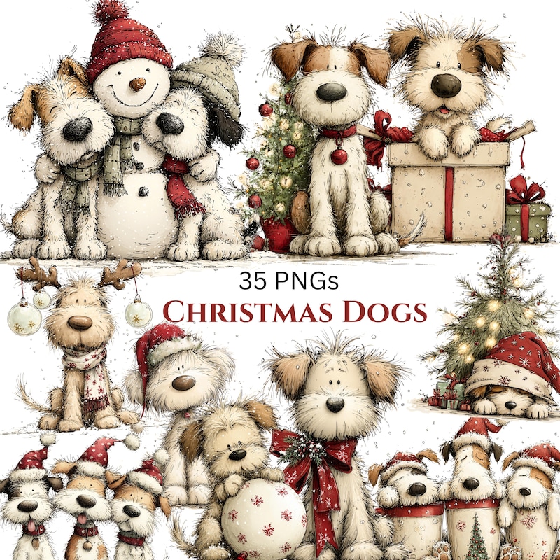 Cute Winter Dog Clipart - Etsy