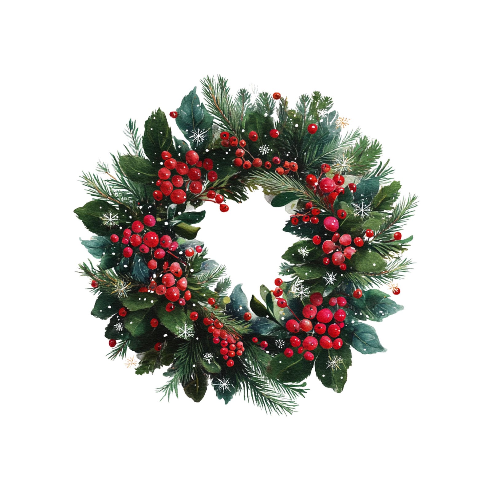 Christmas Winter Wreath Clipart: Festive Holiday Decorations, Decor ...