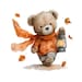 Fall Teddy Bears Clipart: Watercolor Teddy and Pumpkins Autumn Set ...