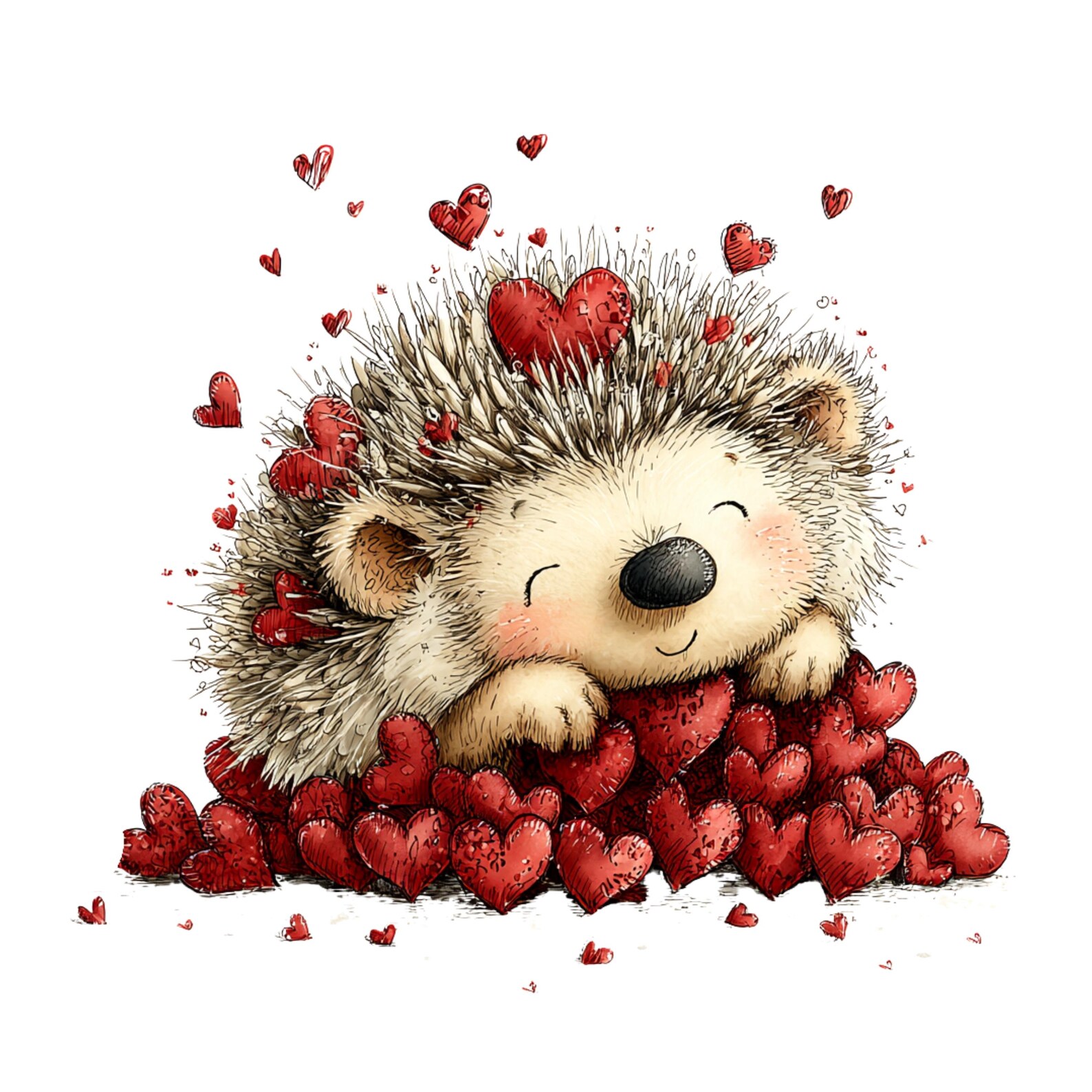 Valentine's Day Hedgehog Clipart: Whimsical Graphics (digital Download ...