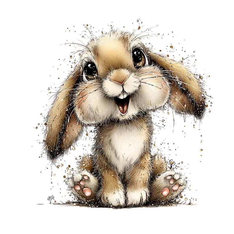 Easter Bunny Whimsical Clipart: Adorable Graphics (digital Download ...