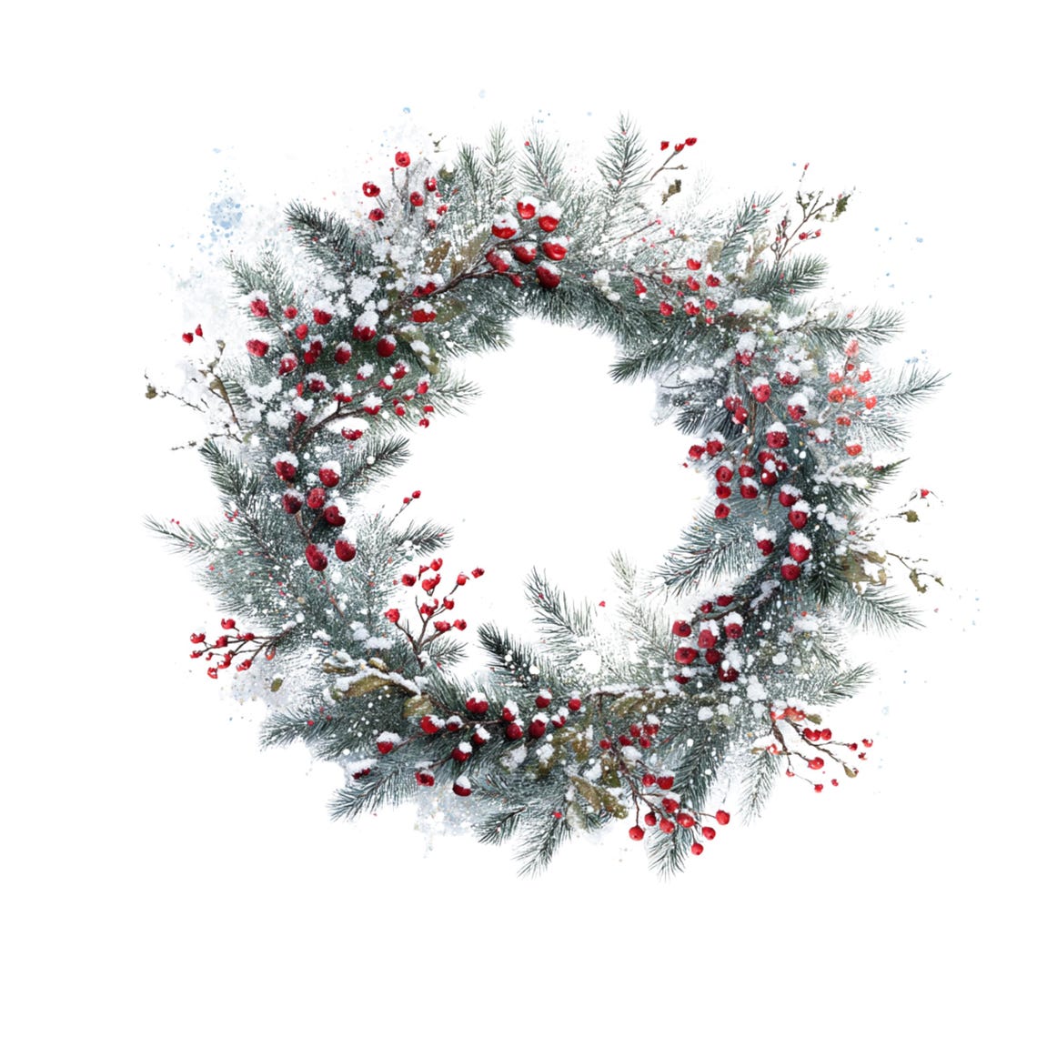 Christmas Winter Wreath Clipart: Festive Holiday Decorations, Decor ...