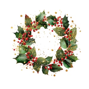 Christmas Winter Wreath Clipart: Festive Holiday Decorations, Decor ...