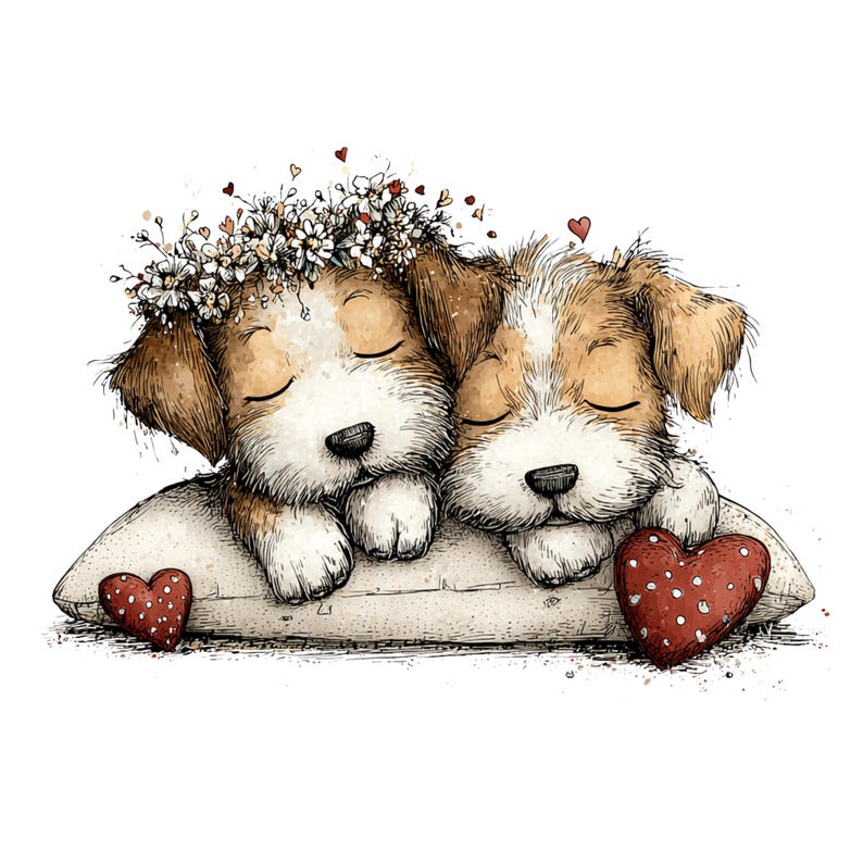 Whimsical Dogs Valentine's Day Clipart: Love Graphics (digital Download ...