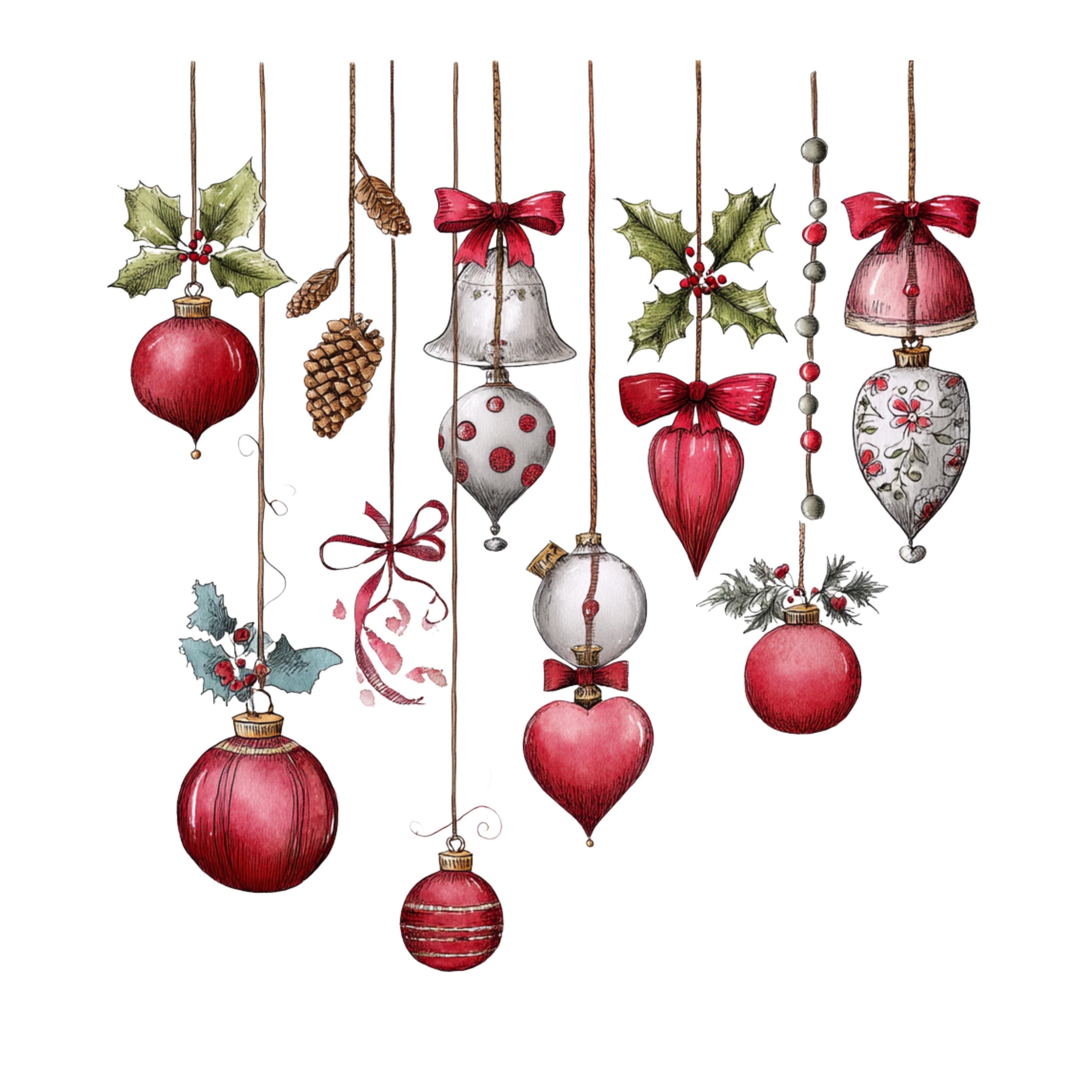 Christmas Baubles Clipart: Festive Christmas Cards Decoration ...
