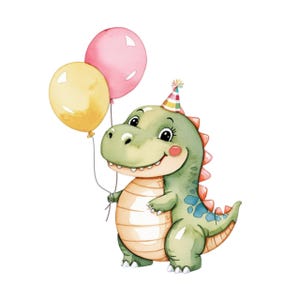 Cute Dinosaur Birthday Clipart PNG, Baby Dino Boy Party, Nursery Decor ...