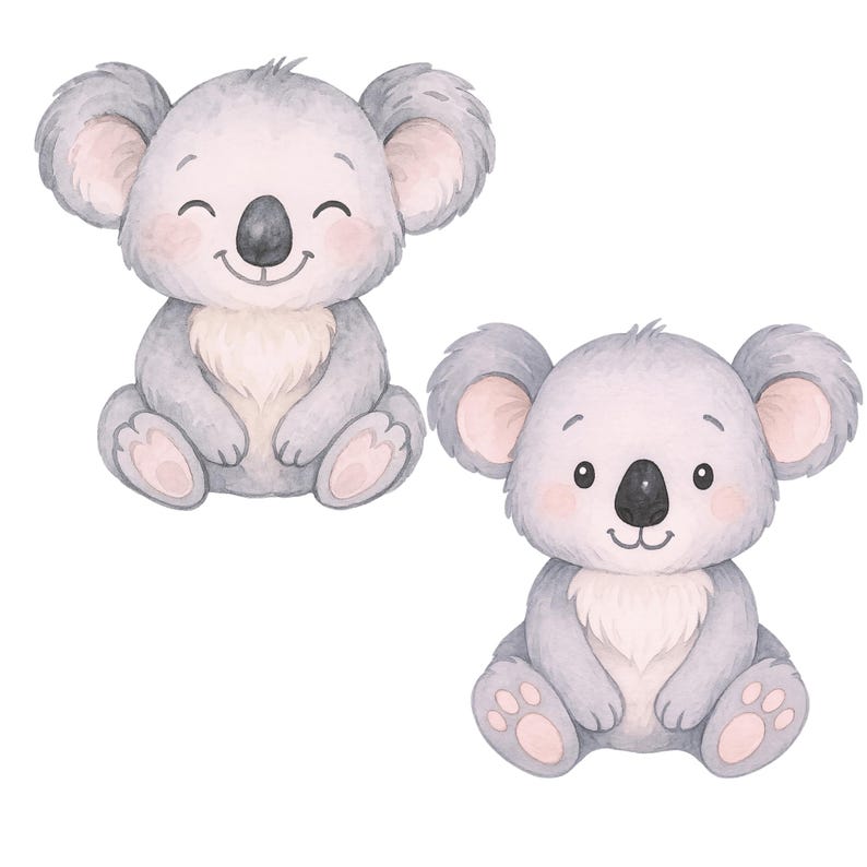 Watercolor Koala Clipart: Baby Shower Nursery Art (digital Download PNG ...