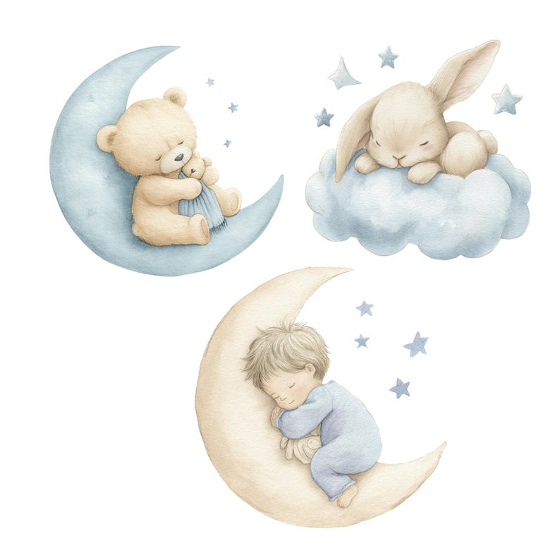Watercolor Baby Boy Clipart Set: Nursery Decor PNG (digital Download ...