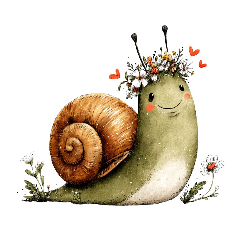 Valentine's Day Snail Love Clipart: Whimsical Graphics (digital ...