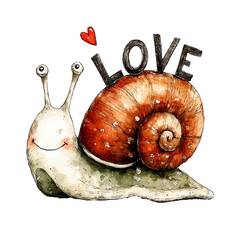 Valentine's Day Snail Love Clipart: Whimsical Graphics (digital ...