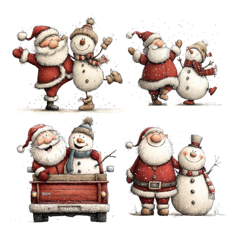 Cute Santa Claus Christmas Clipart: Whimsical Festive Graphics (digital ...