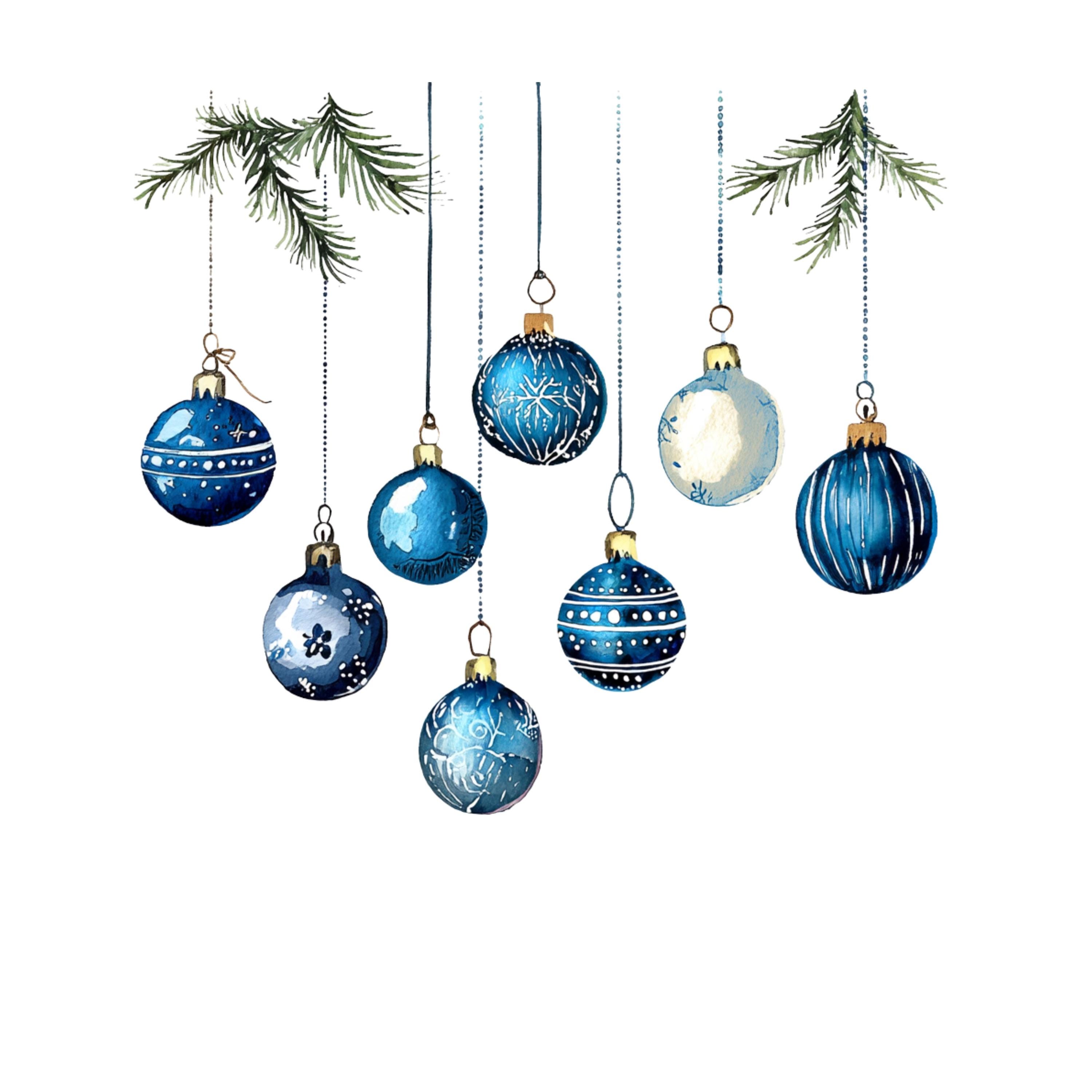 Christmas Baubles Clipart: Festive Christmas Cards Decoration ...