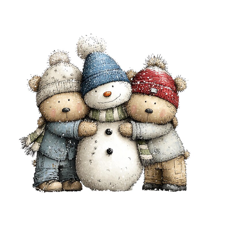 Teddy Bear Christmas Clipart: Cute Festive Holiday Graphics (digital ...