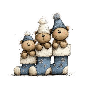 Teddy Bear Christmas Clipart: Cute Festive Holiday Graphics (digital ...