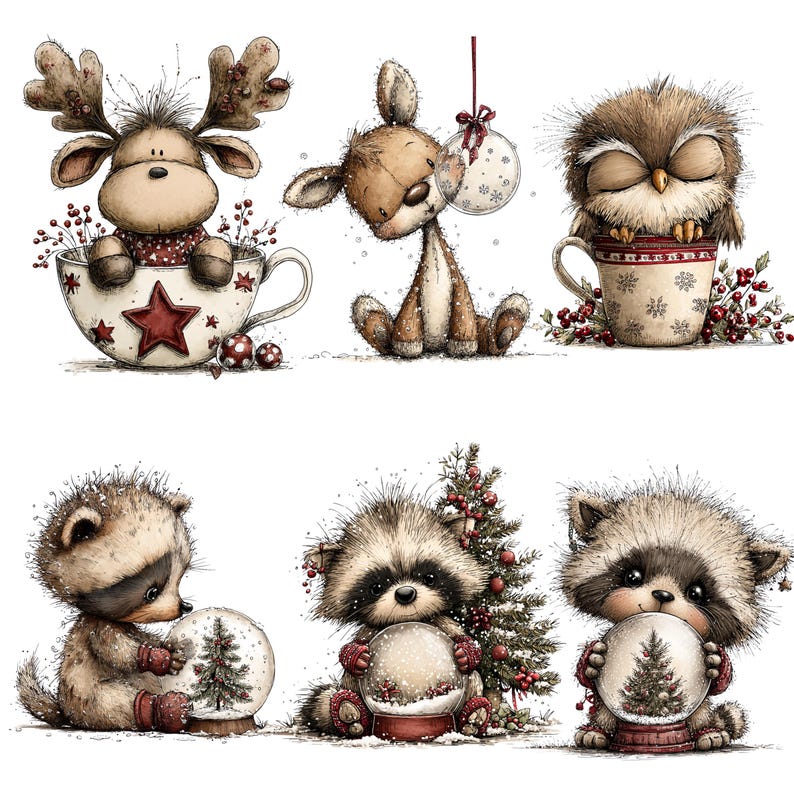 Christmas Woodland Animals Clipart: Festive Holiday Graphics (digital ...