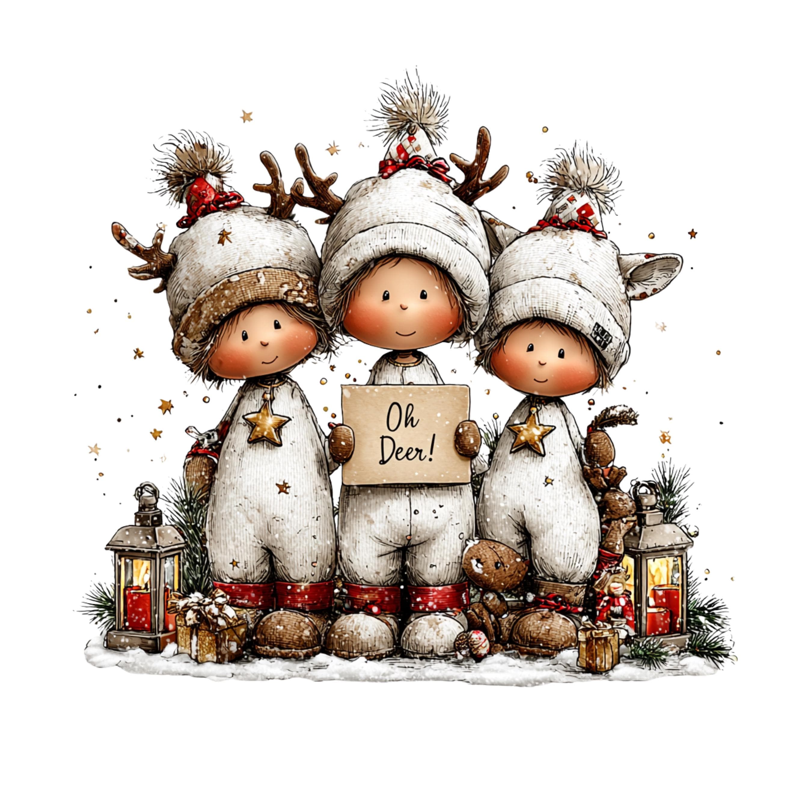 Christmas Joy Whimsical Clipart: Cute Winter Graphics (digital Download ...