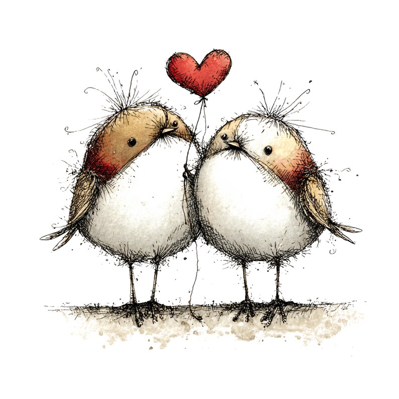 Whimsical Birds Valentine's Day Clipart: Love Graphics (digital ...