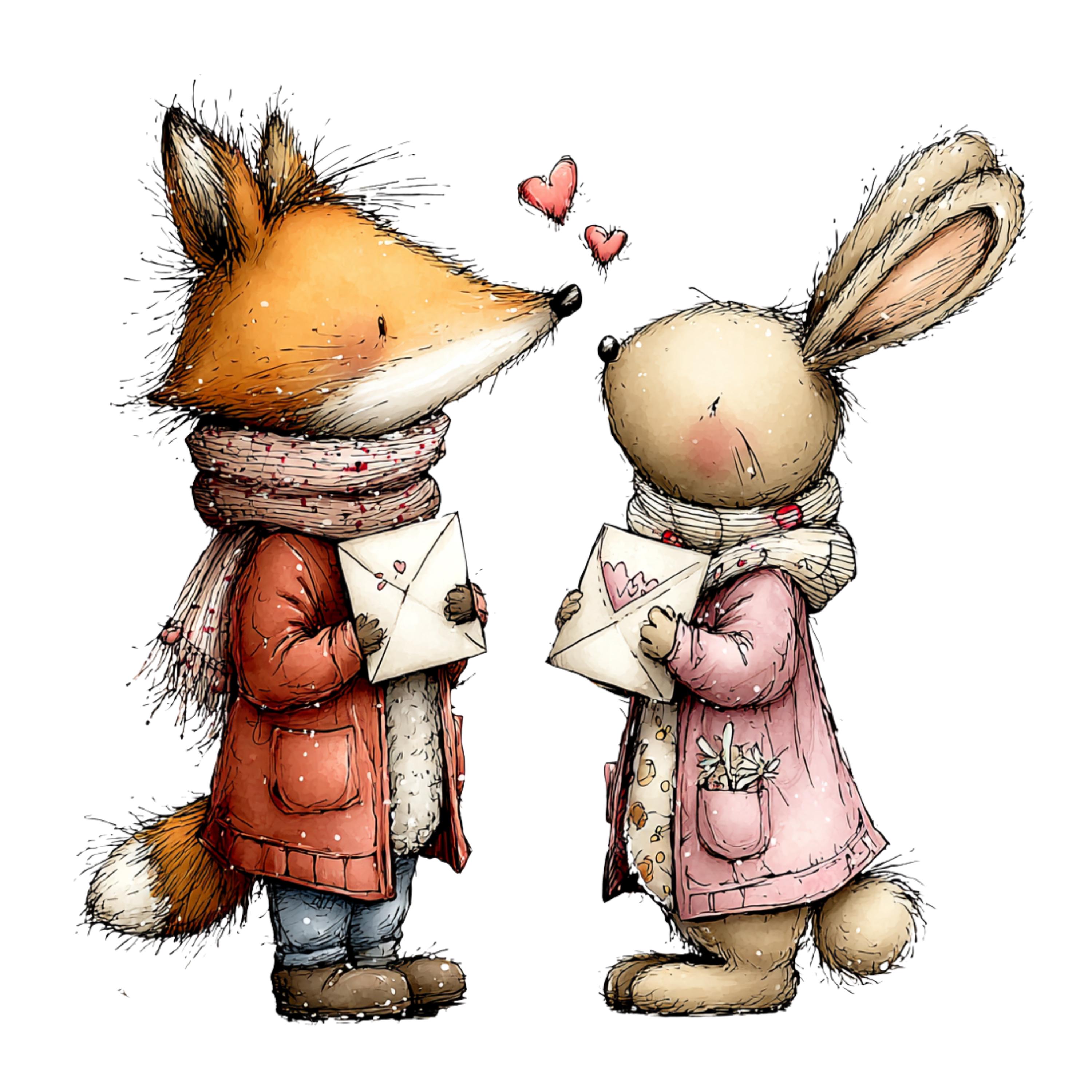 Valentine's Day Woodland Animals Clipart: Whimsical Graphics (digital ...
